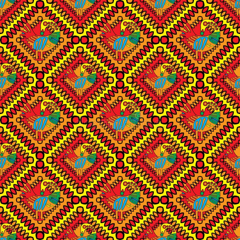 Sankofa Seamless Textile Pattern Ankara Design Stock Illustration ...