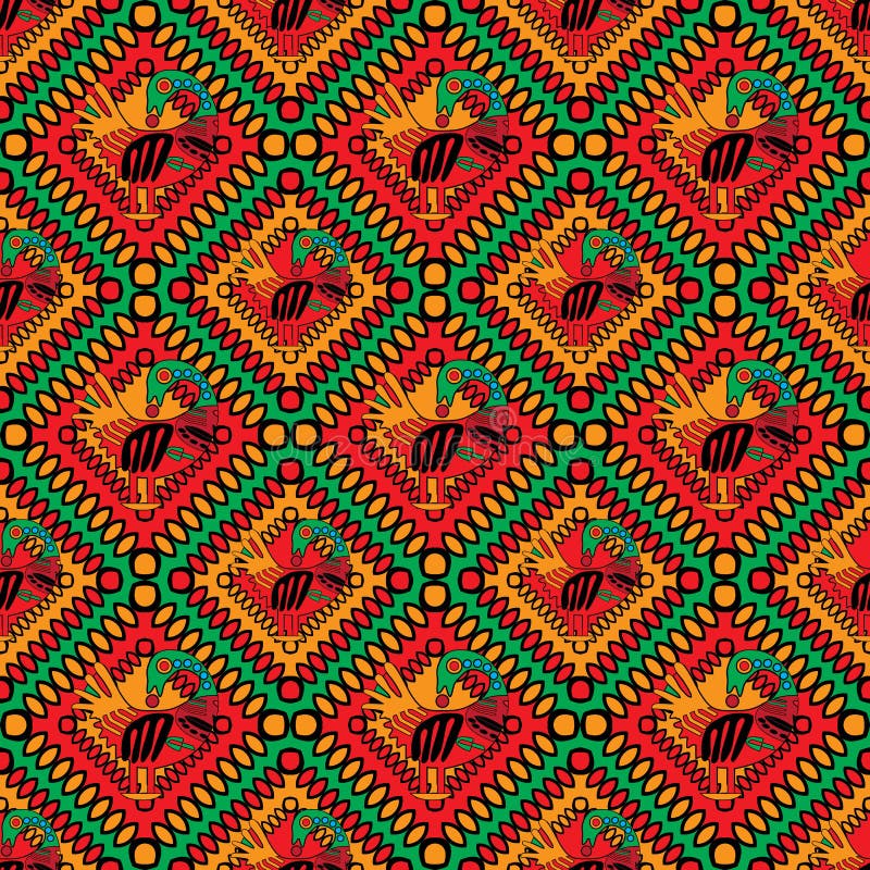 Sankofa Seamless Textile Pattern Ankara Design Stock Illustration ...