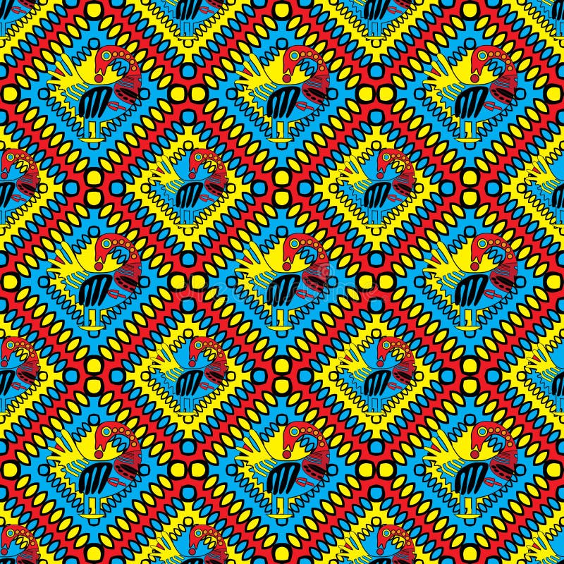 Sankofa Seamless Textile Pattern Ankara Design Stock Illustration ...