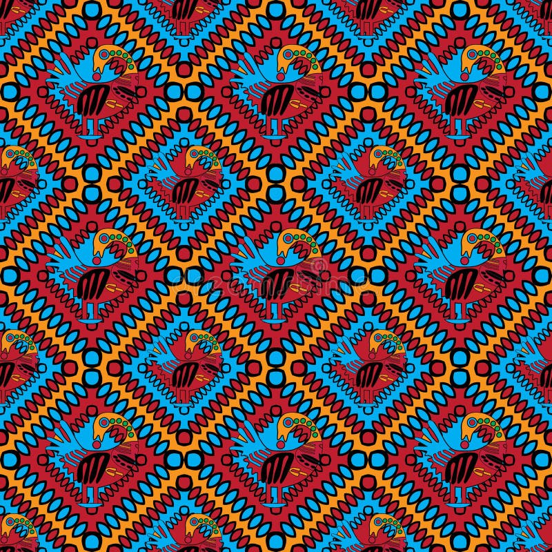 Sankofa Seamless Textile Pattern Ankara Design Stock Illustration ...
