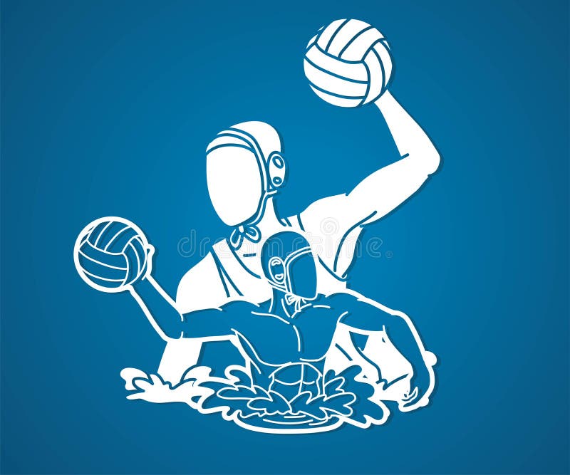 Group of Water Polo Players Action Cartoon Graphic Vector Stock Vector ...