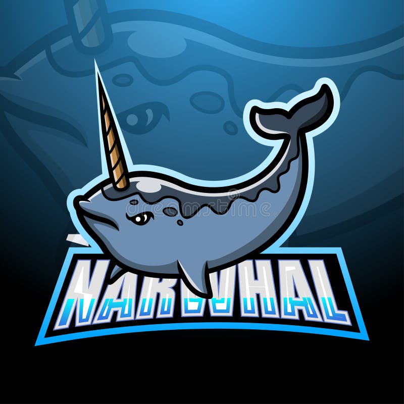 Angry Narwhal Jumping Mascot Black And White Stock Vector ...