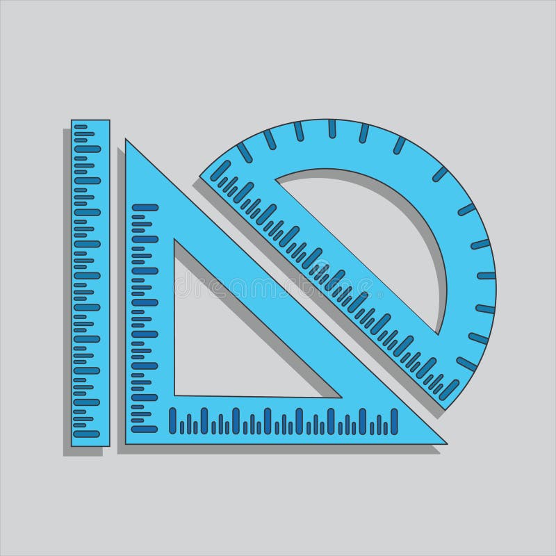 Blue Ruler, Bow, and Triangle Icons Stock Vector - Illustration of ...