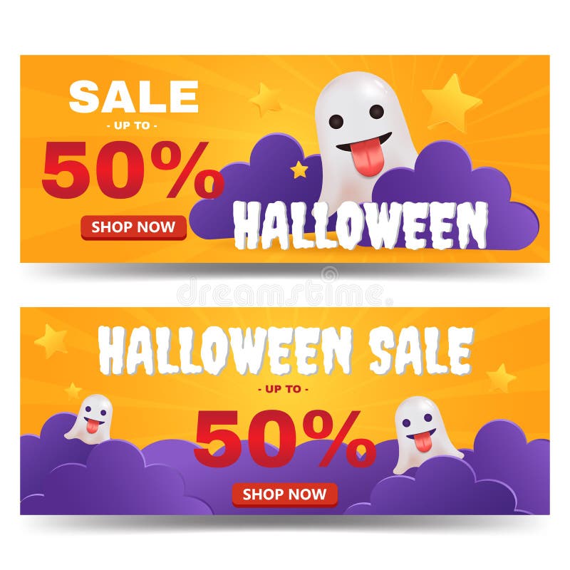 Set of Halloween Banner Sale. Promotional October Campaign Stock Vector ...