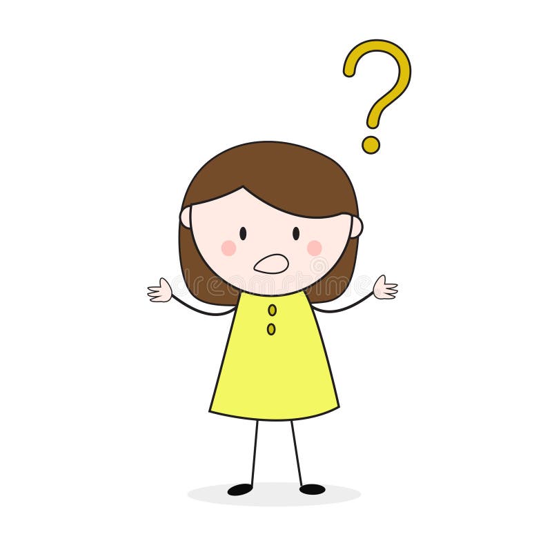 Doodle Stick Figure Girl Confused Yellow Cartoon Vector Stock Vector ...