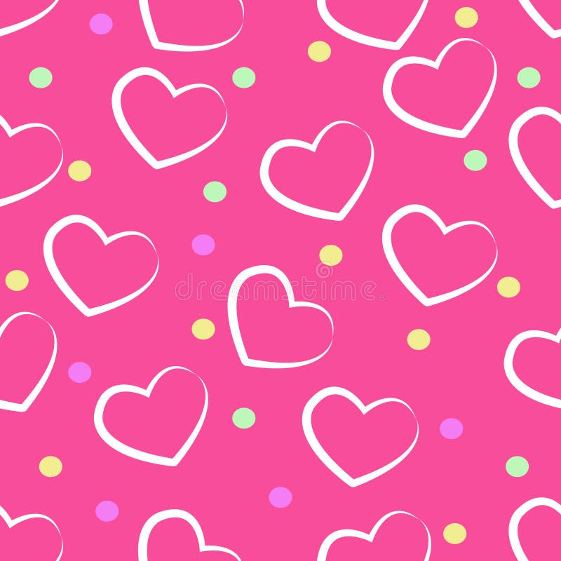 Heart Love Seamless Pattern Pink Background Wallpapar Stock Vector ...