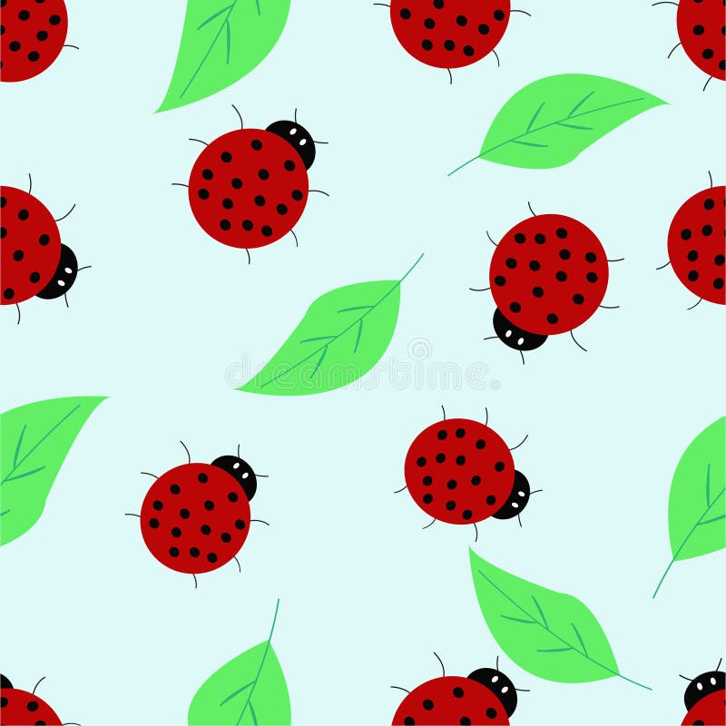 Ladybug Seamless Pattern Blue Background Vector Stock Vector ...