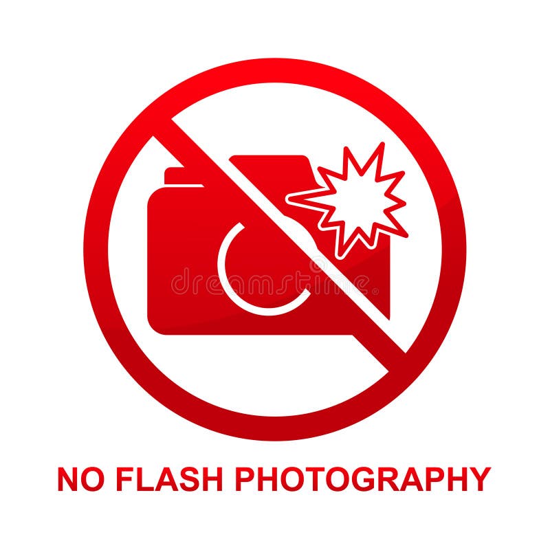No Flash Photography Sign, Prohibition Symbol Sticker for Area Places ...