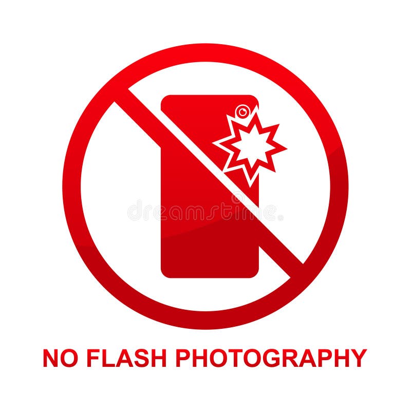 No Flash Photography Sign Isolated on White Background Stock Vector ...