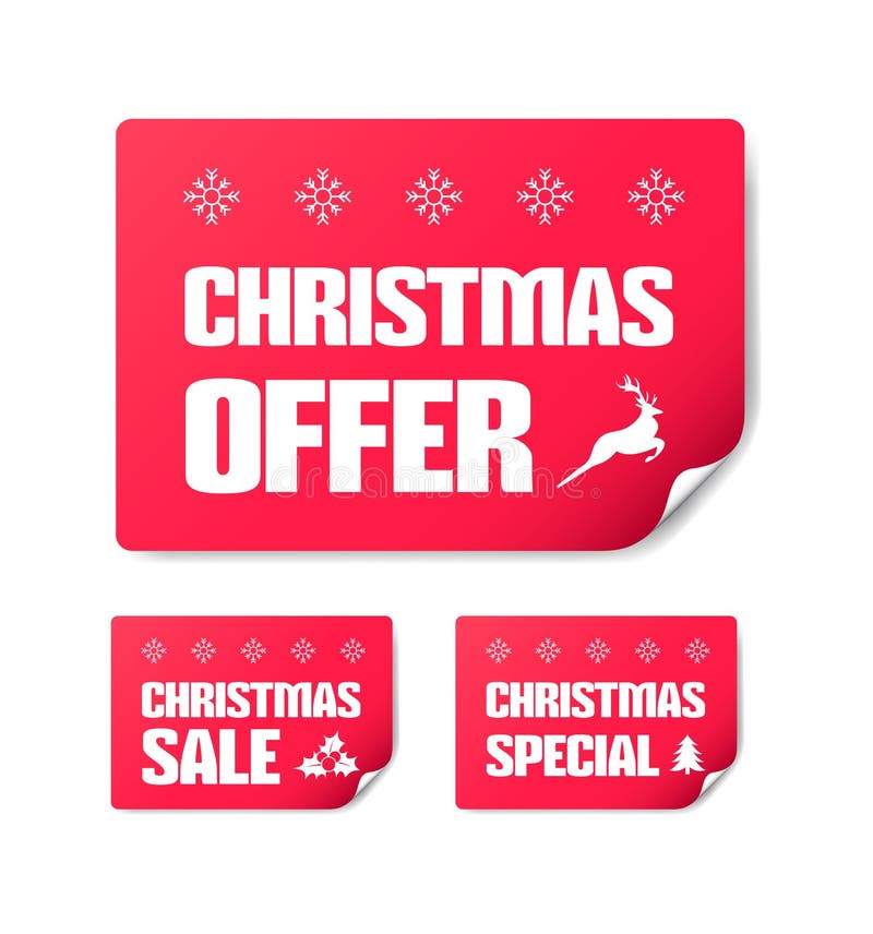 Christmas Offer & Sale Stickers Stock Vector - Illustration of poster ...