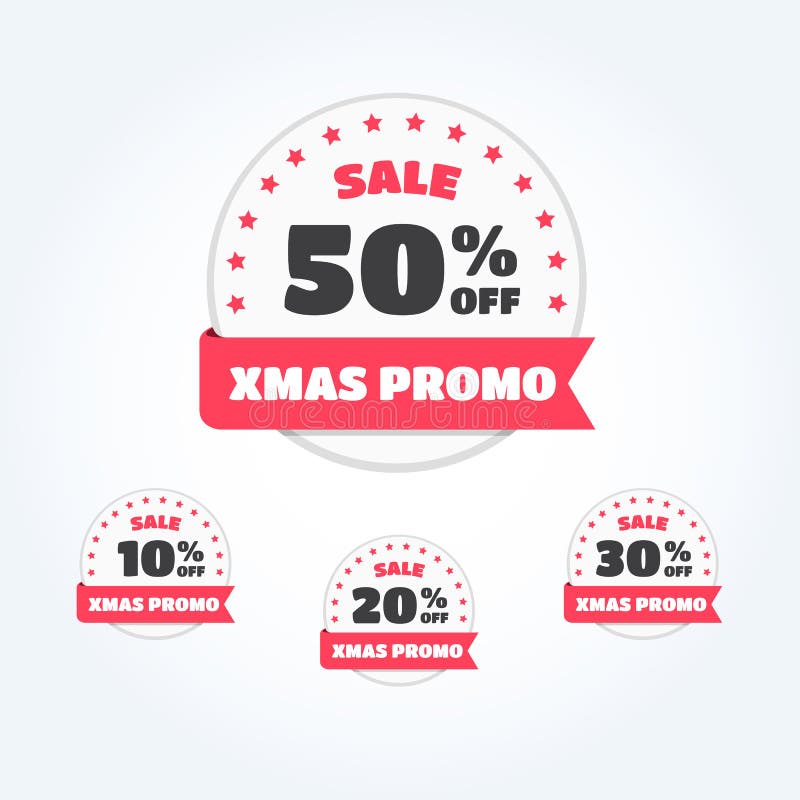 Christmas Promo Off Labels stock vector. Illustration of offer - 196968038