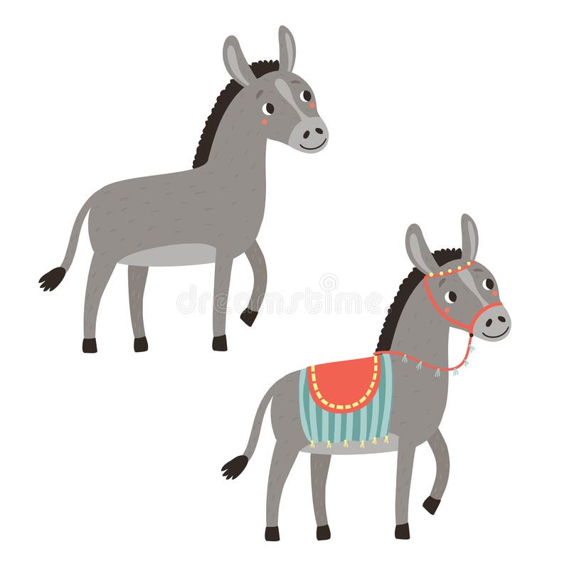 Donkeys. Vector Farm Animals Stock Vector - Illustration of character ...