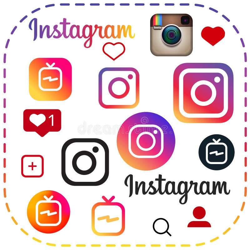 Instagram Old and New Logos and Icons Isolated on White Background ...