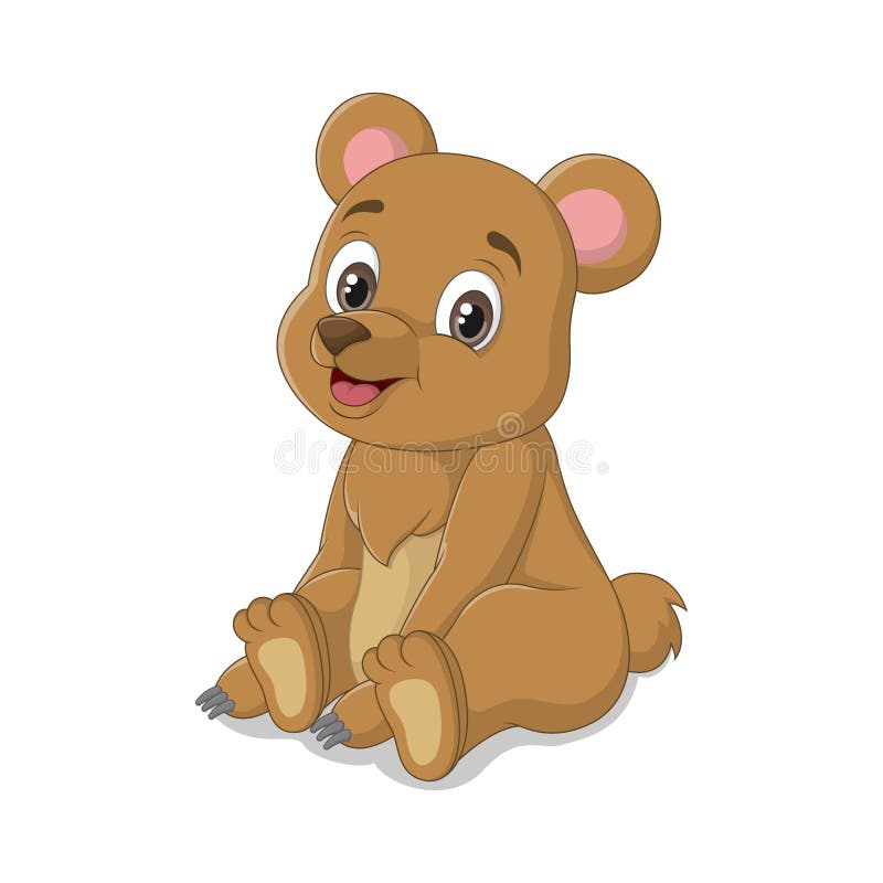 Cute Cartoon Baby Bear Sitting Stock Vector - Illustration of little ...