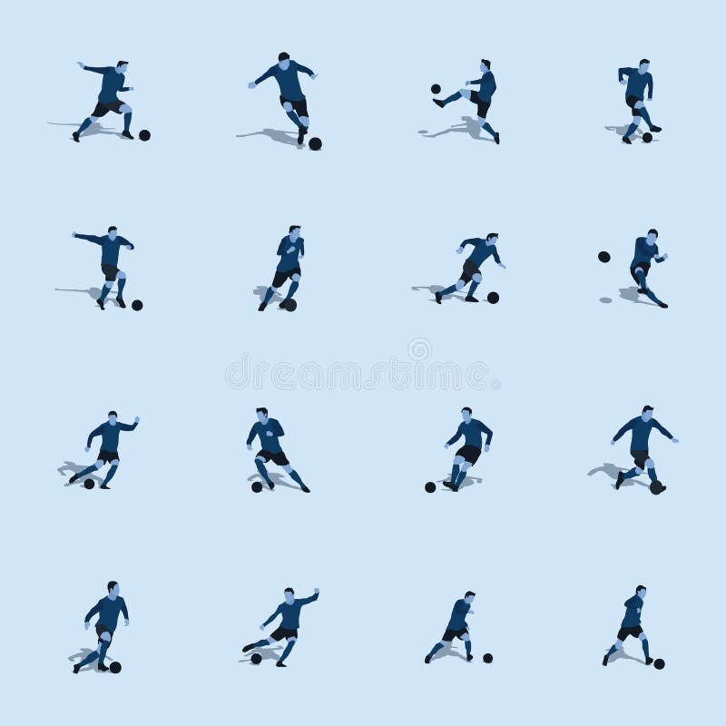 Shot, Dribble, and Move in Soccer Set Stock Vector - Illustration of ...