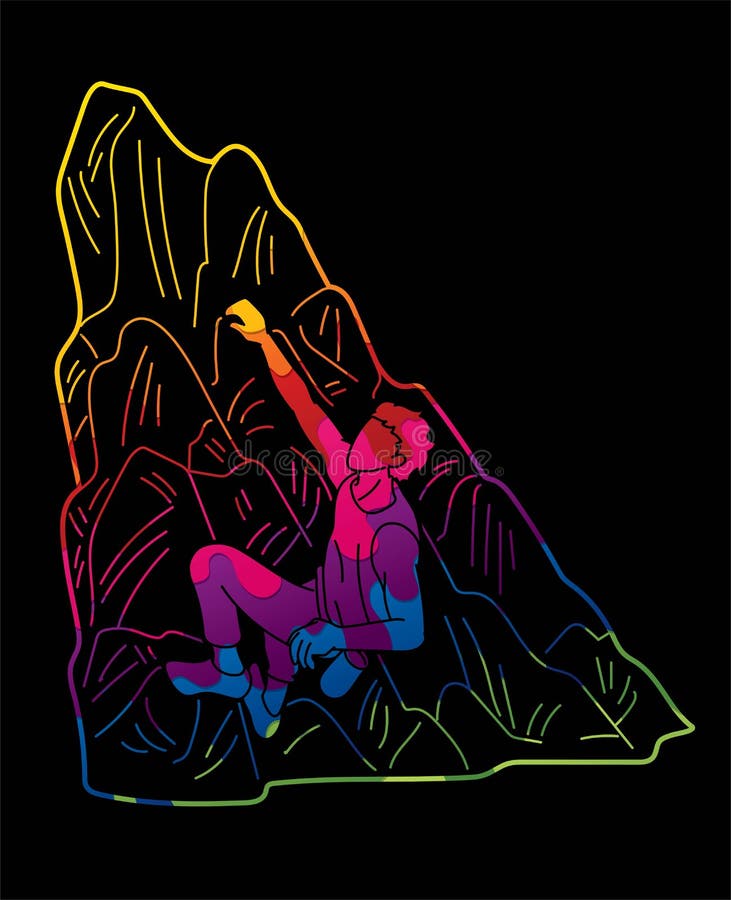 Hiker Climbing Mountain Hiking Cartoon Graphic Vector Stock Vector ...