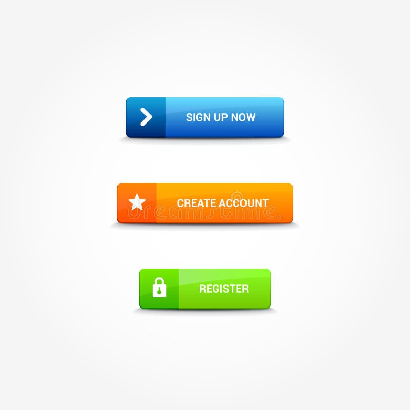Sign Up, Create Account & Register Web Buttons Stock Vector ...