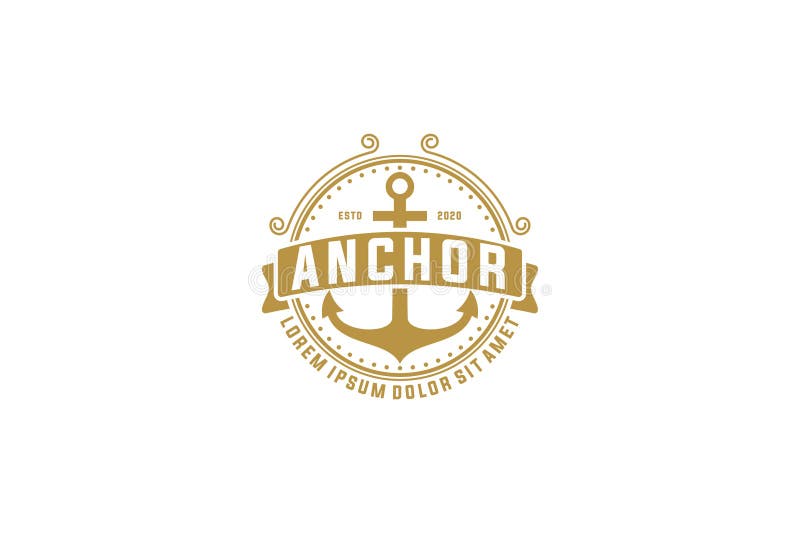 Anchor Gold Logo Design Template Stock Vector - Illustration of label ...