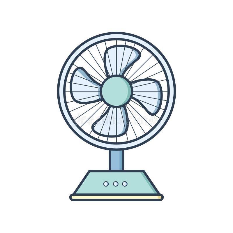 Electric Powered Fan Icon in Flat Design Style Stock Vector ...