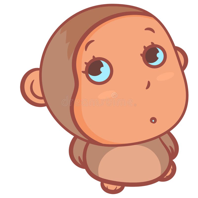 Little Brown Monkey Character Scene Stock Vector - Illustration of ...