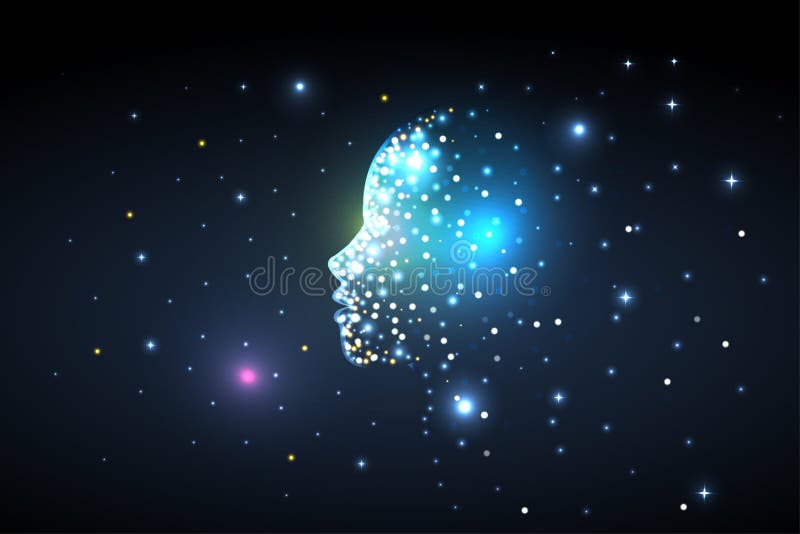 Faces of Glowing Blue Particles, Consciousness, Technology, Soul ...