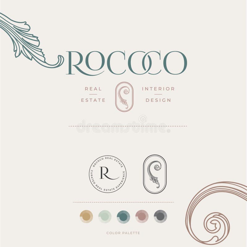 Rococo Style Design Ornaments Template. Rococo Logo Stock Illustration ...