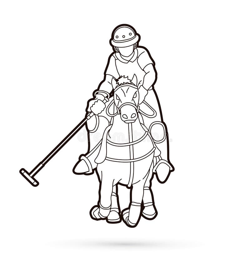 Horses Polo Player Action Sport Cartoon Graphic Vector. Stock Vector ...