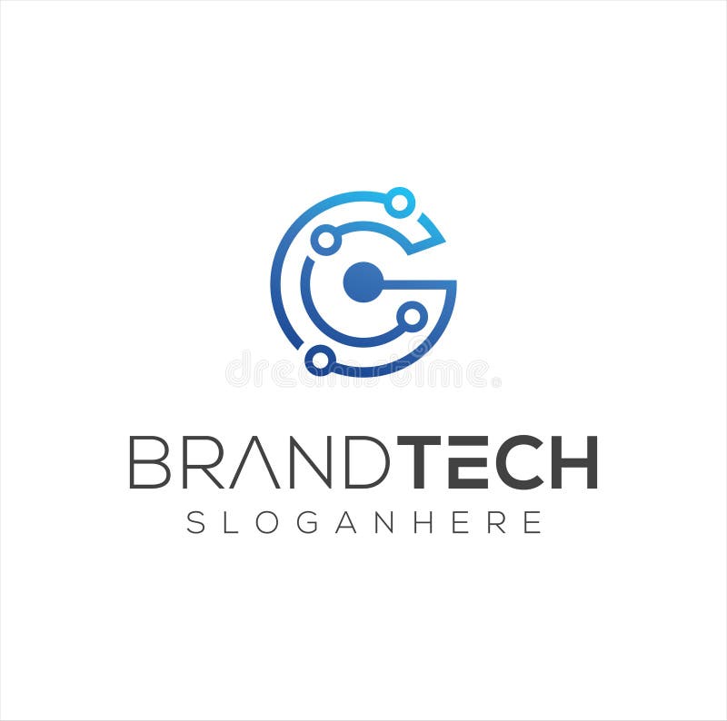 Letter C Logo Circuit Design Vector Stock. Alphabet C Tech Logo Line ...