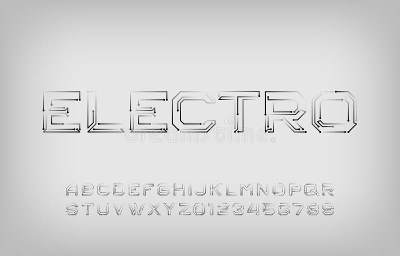 Electro Alphabet Font. Futuristic Letters and Numbers Stock Vector ...