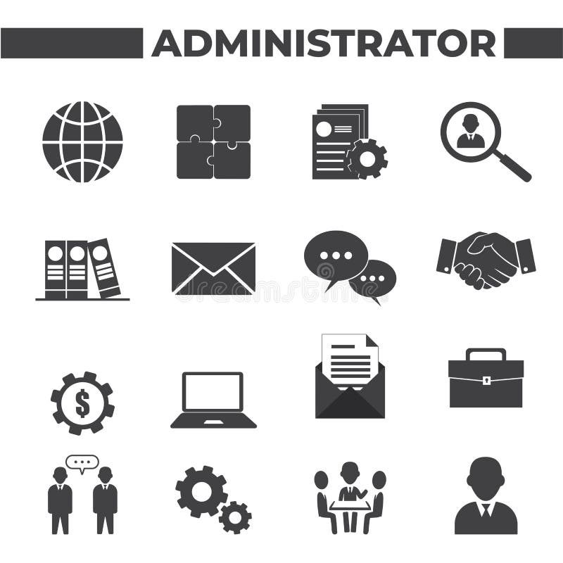 Set of 16 Administrator Icons Stock Vector - Illustration of service ...