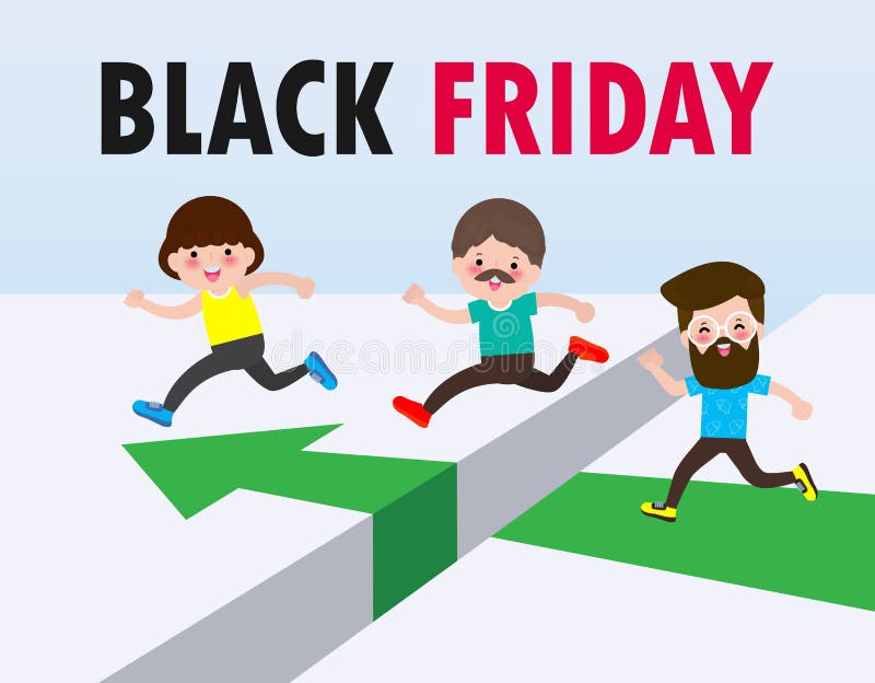 Black Friday Shopping Concept Group of People Running and Jumping Over ...