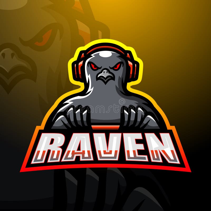 Raven Game Player Esport Mascot Logo Design Stock Vector - Illustration ...