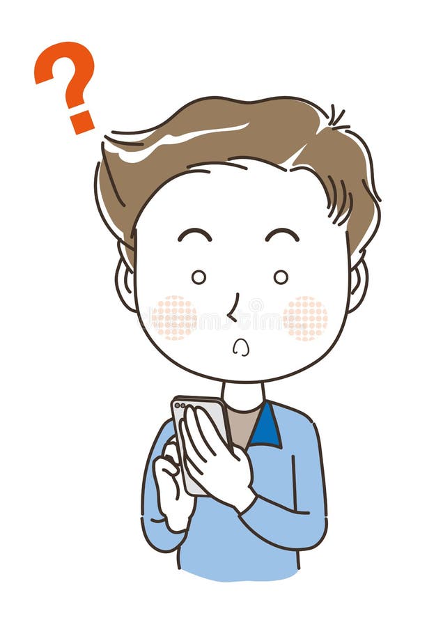 A Man Operating a Mobile Phone - Question Stock Vector - Illustration ...
