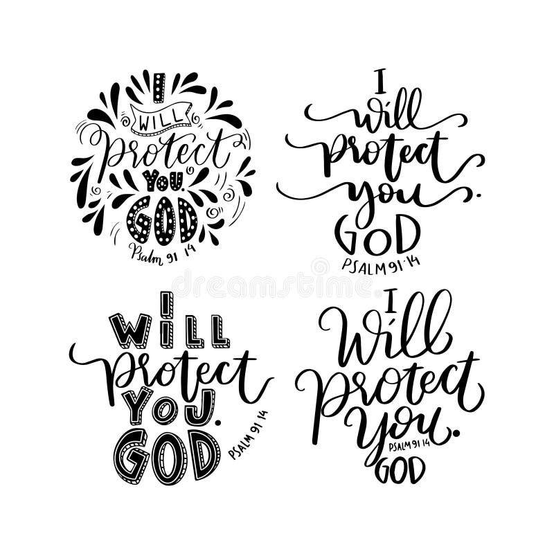 Set of Printable Scripture Lettering on White Background Stock Vector ...