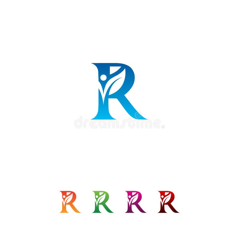 R Letter Logo Design. Medical Marijuana, Cannabis Blue, Green Leaf Logo ...