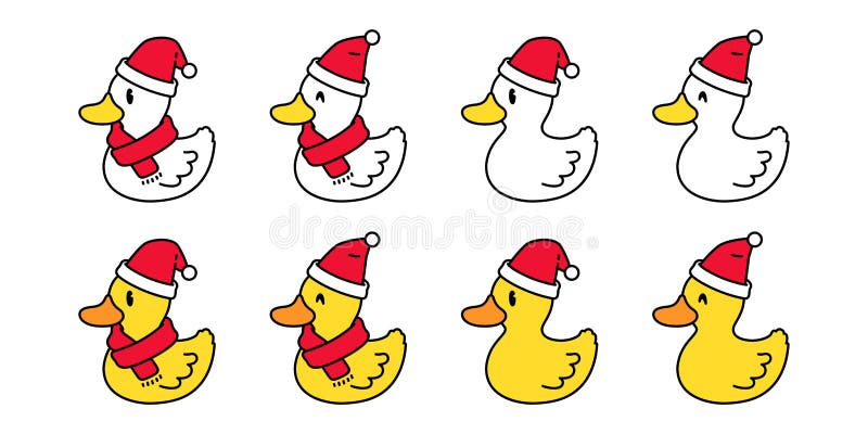 Duck Vector Christmas Icon Santa Claus Hat Logo Rubber Duck Bird Farm ...