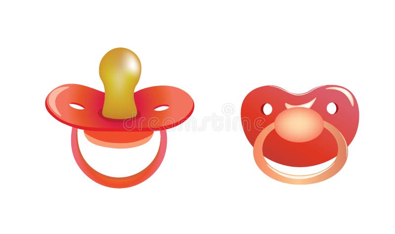 Red pacifier set stock vector. Illustration of vector - 198452803