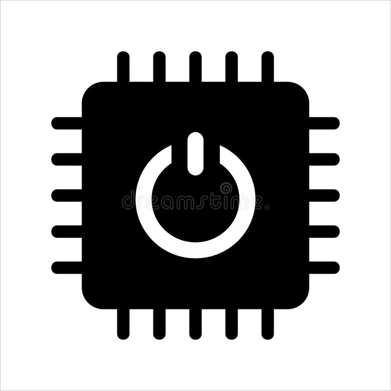 Computer Cpu Icon Vector. Computer Cpu with Power Button Icon. Solid ...