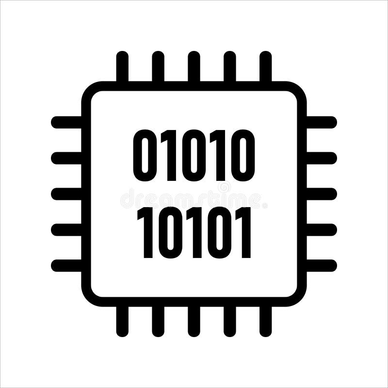 Computer Cpu Icon Vector. Computer Cpu with 01 Binary Code Icon ...
