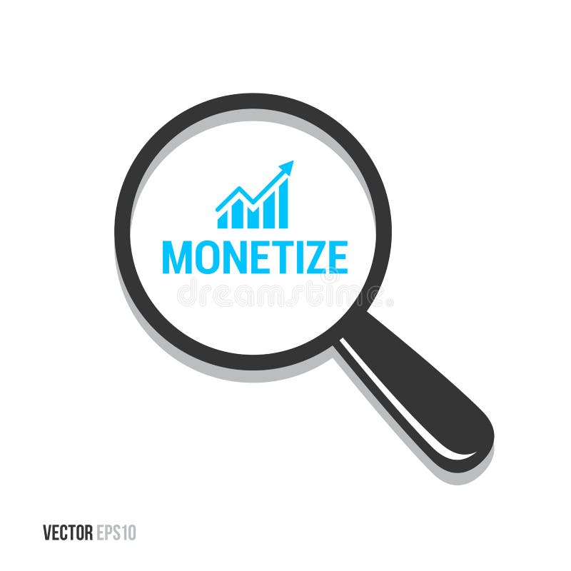 Monetize Magnifying Glass stock vector. Illustration of money - 198485235