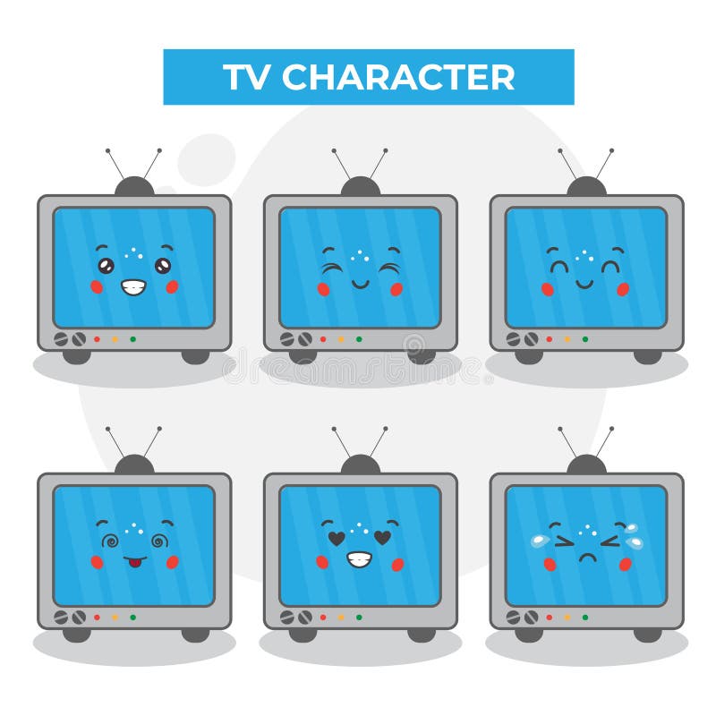 Cute Television Characters Set Stock Vector - Illustration of character ...