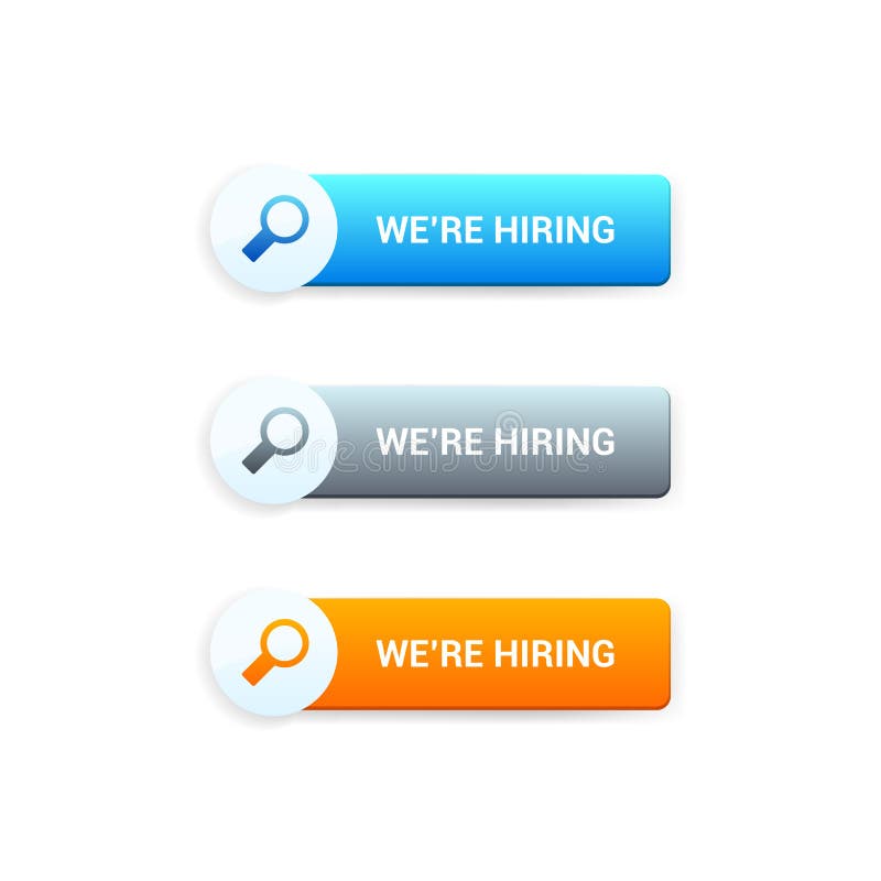 We`re Hiring Buttons stock vector. Illustration of recruiting - 199092023