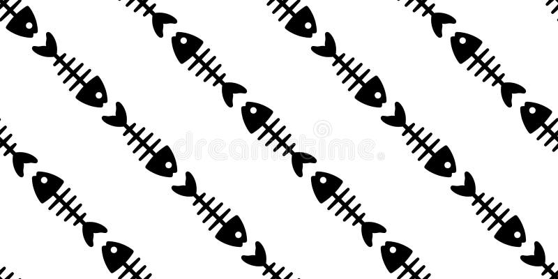 Fish Bone Seamless Pattern Shark Vector Salmon Dolphin Tuna Doodle Icon ...