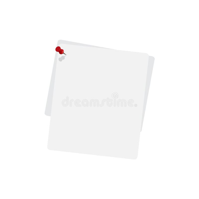 Blank Piece of Paper Pinned with a Red Pin. Blank Template for Leaving ...
