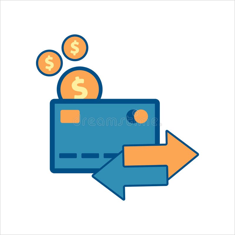 Credit Card Icon Vector. Credit Card with Transfer Arrow Icon .flat ...