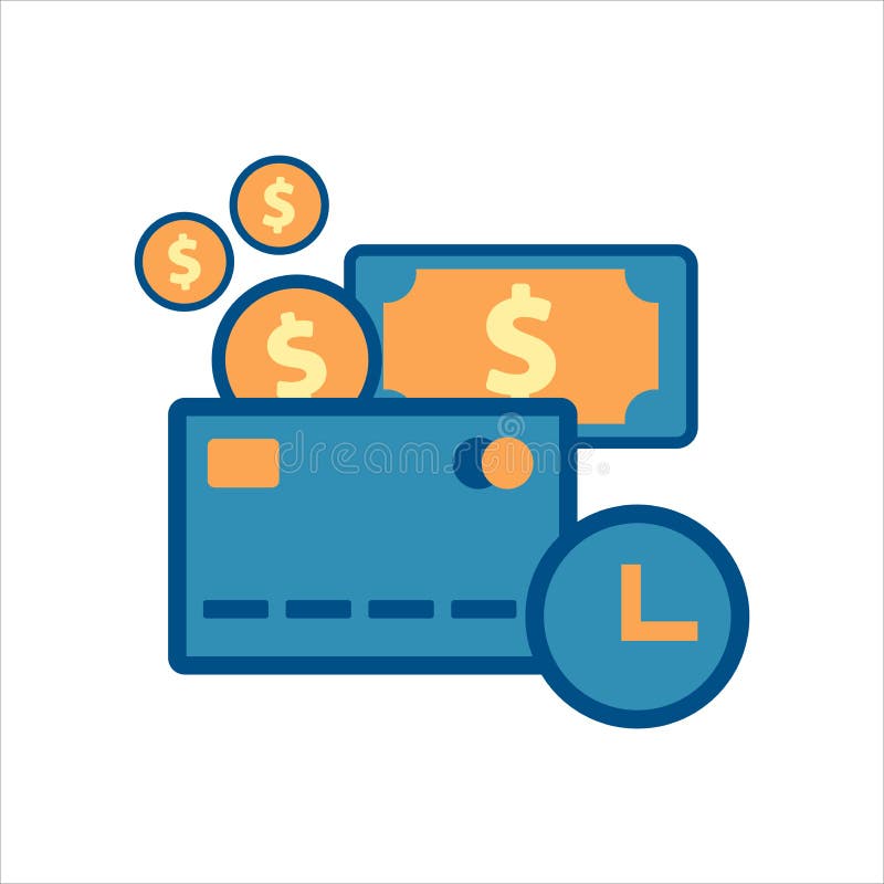 Credit Card Icon Vector. Credit Card with Time Icon .flat Design Style ...