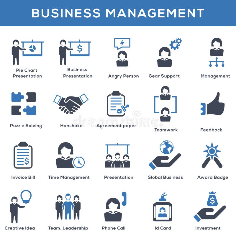 Business Management Icon Set - Blue Version Stock Vector - Illustration ...