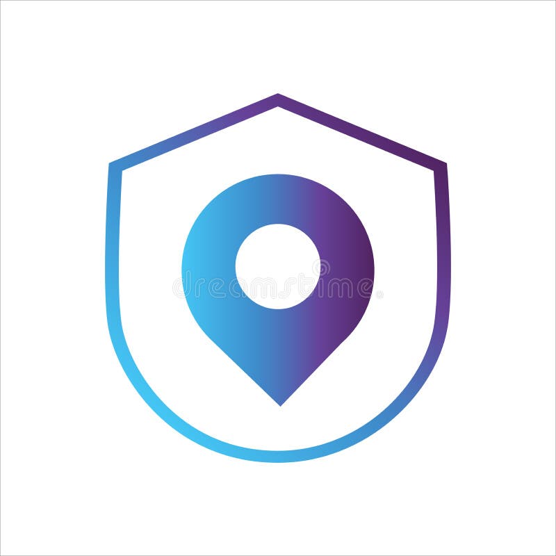 Security Shield Icon. Shield with Location Symbol. Concept of Location ...
