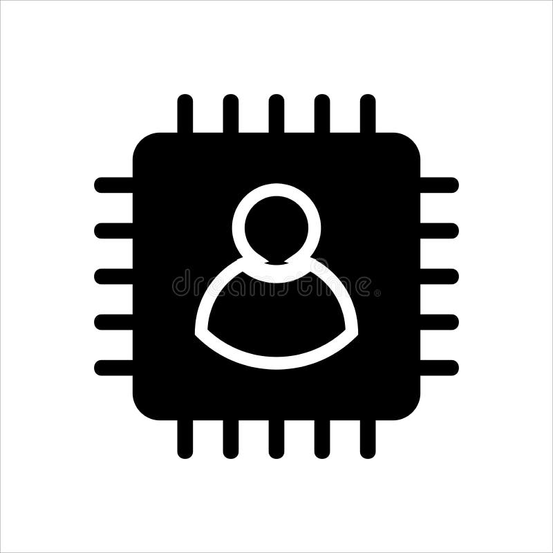 Computer Cpu Icon Vector. Computer Cpu with User Icon. Solid Style Icon ...