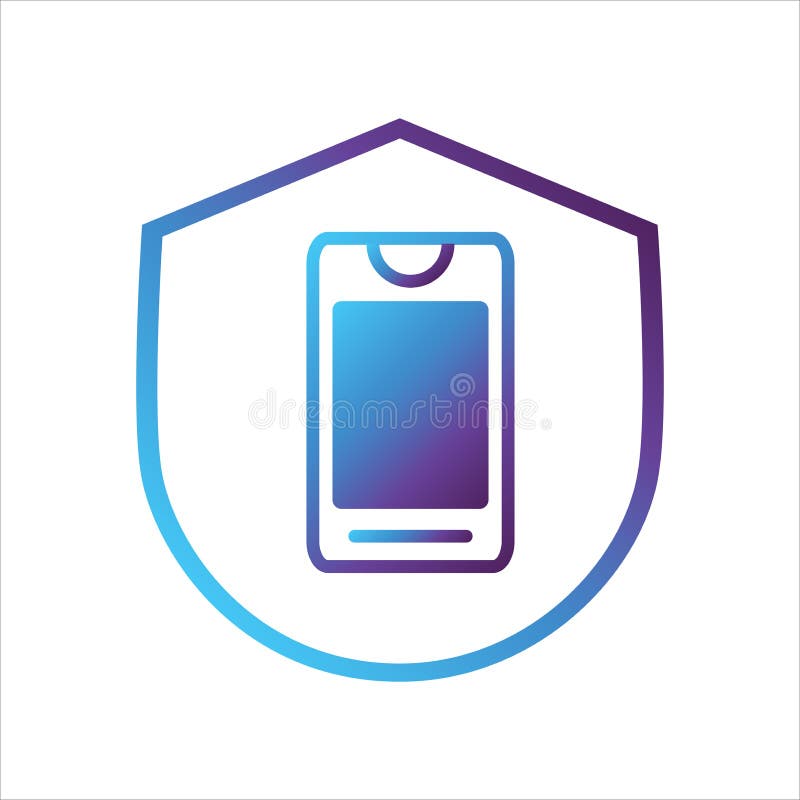 Security Shield Icon. Shield with Smartphone Symbol. Concept of Mobile ...